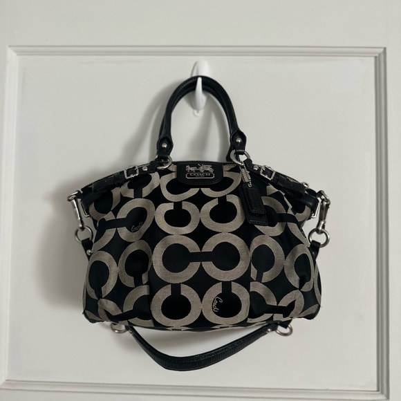 Coach | Bags | Coach Pop C Circle Satchel Black Grey Signature Purple ...